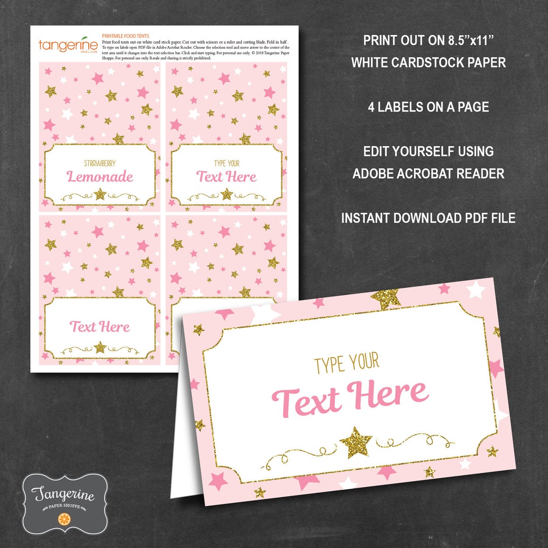 Twinkle Twinkle Little Star Food Labels, Twinkle Little Star Food Tent ...