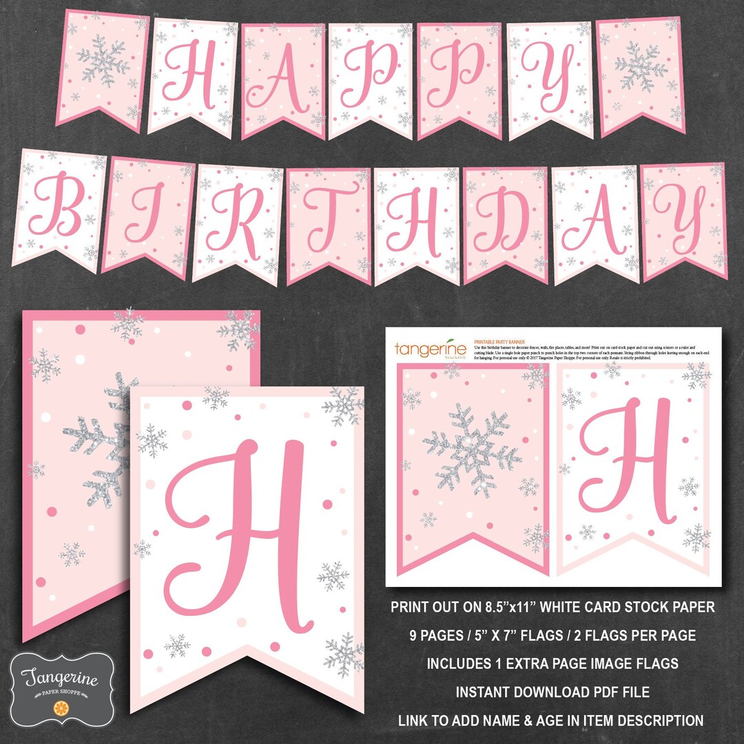 Winter Onederland Banner, Happy Birthday Banner, Pink and Silver ...