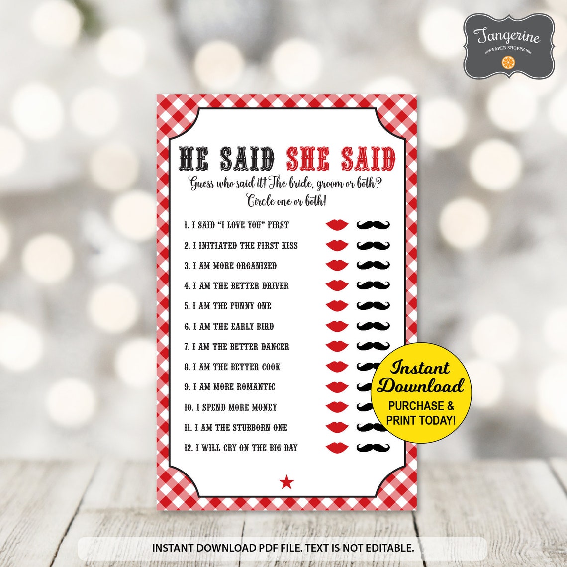 I Do BBQ Game Engagement Party Game He Said She Said Game - Etsy