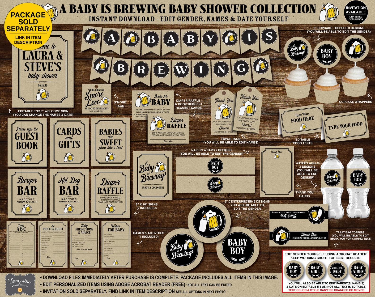 A Baby is Brewing Food Labels Printable, Beer Baby Shower Food Labels ...