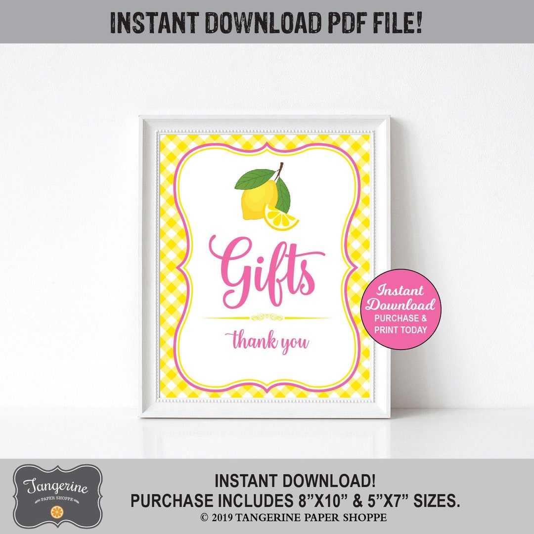 Lemonade Gifts Sign Printable, Gift Table Sign, Pink Lemonade 1st ...