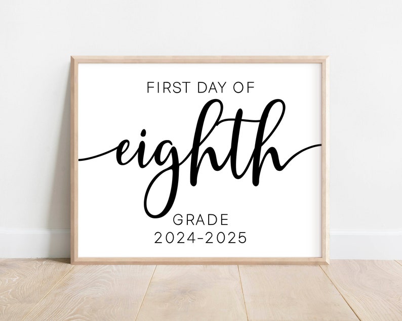 8th Grade Back to School Sign Eighth Grade 8x10 Sign Modern Middle ...