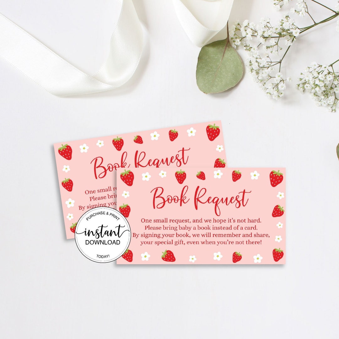 Book Request Ticket, Strawberry Book Request Cards, Berry Sweet Baby ...
