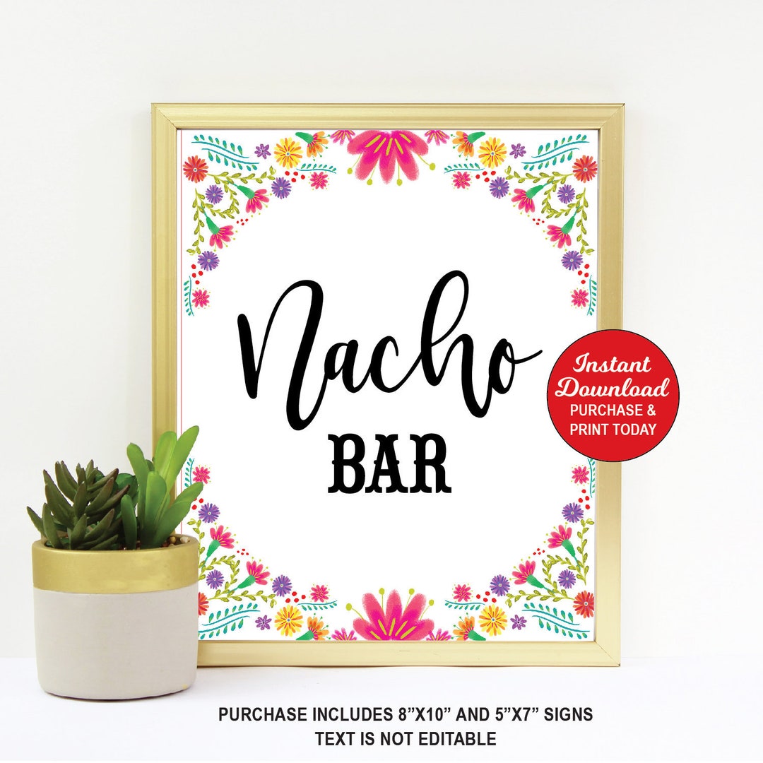 Fiesta Nacho Bar Sign, Fiesta Bridal Shower, Nacho Sign, Baby Shower ...