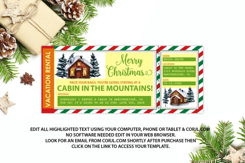 Vacation House Rental Ticket, Cabin Rental, Mountain Trip Ticket ...