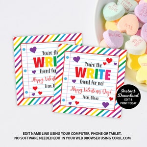 Pencil Valentines Day Card, Pen Valentines Tag, Kids Valentine Card ...