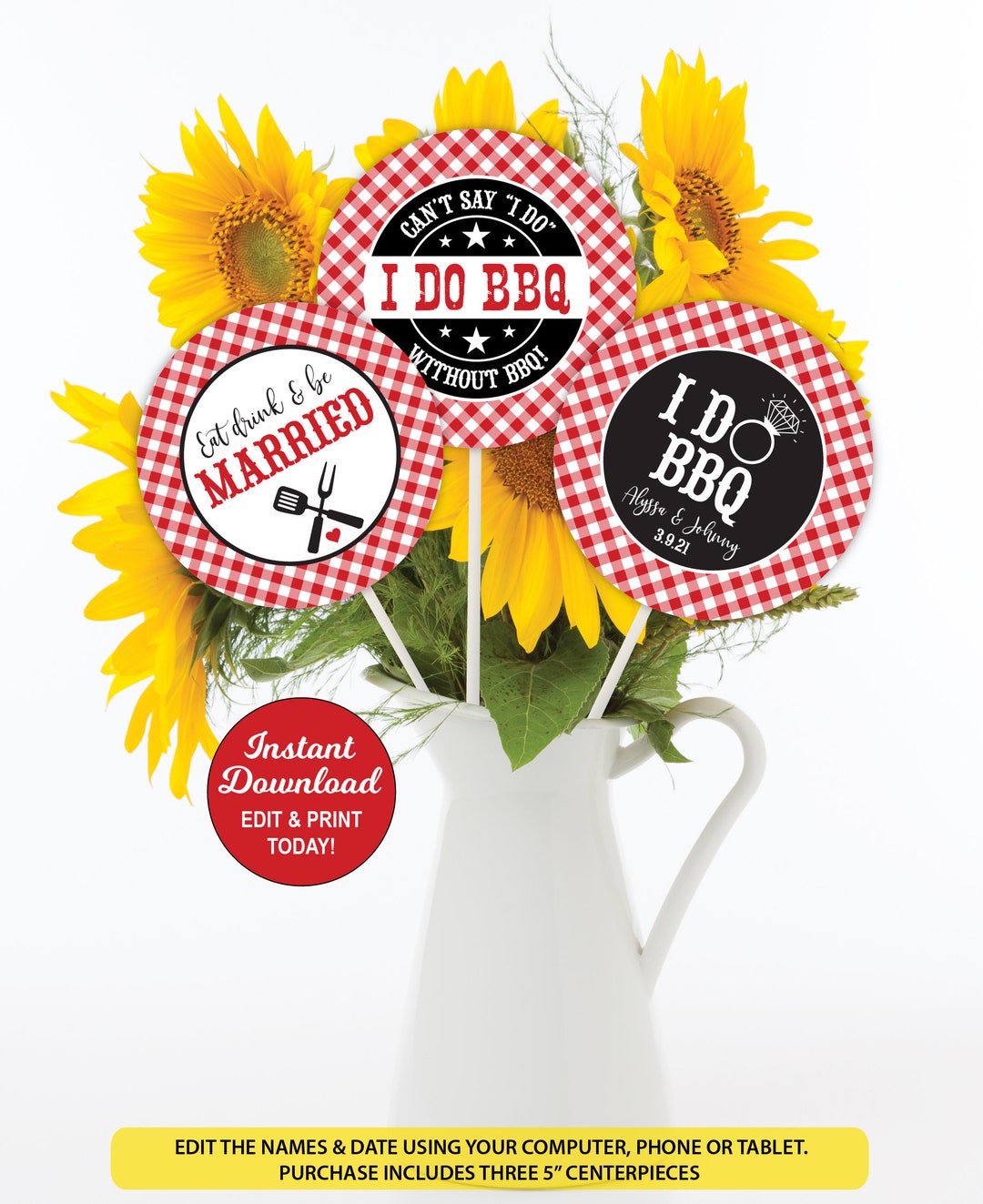 I Do BBQ Centerpieces, BBQ Wedding Shower Centerpiece, Couples ...