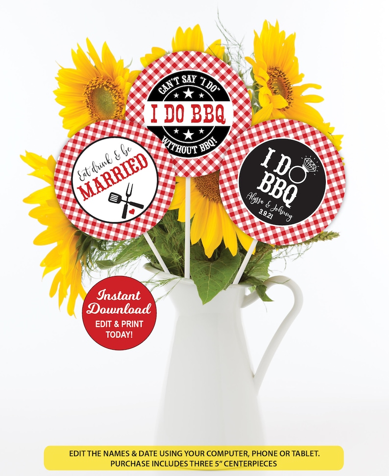 I Do BBQ Centerpieces BBQ Wedding Shower Centerpiece Couples - Etsy
