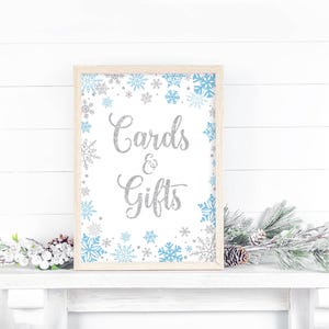 Snowflake Cards and Gifts Sign, Winter Onederland Gifts Table Sign ...