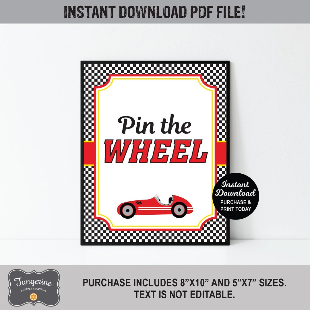 Pin the Wheel on the Car Game, Pin the Tire Game, Race Car Birthday ...