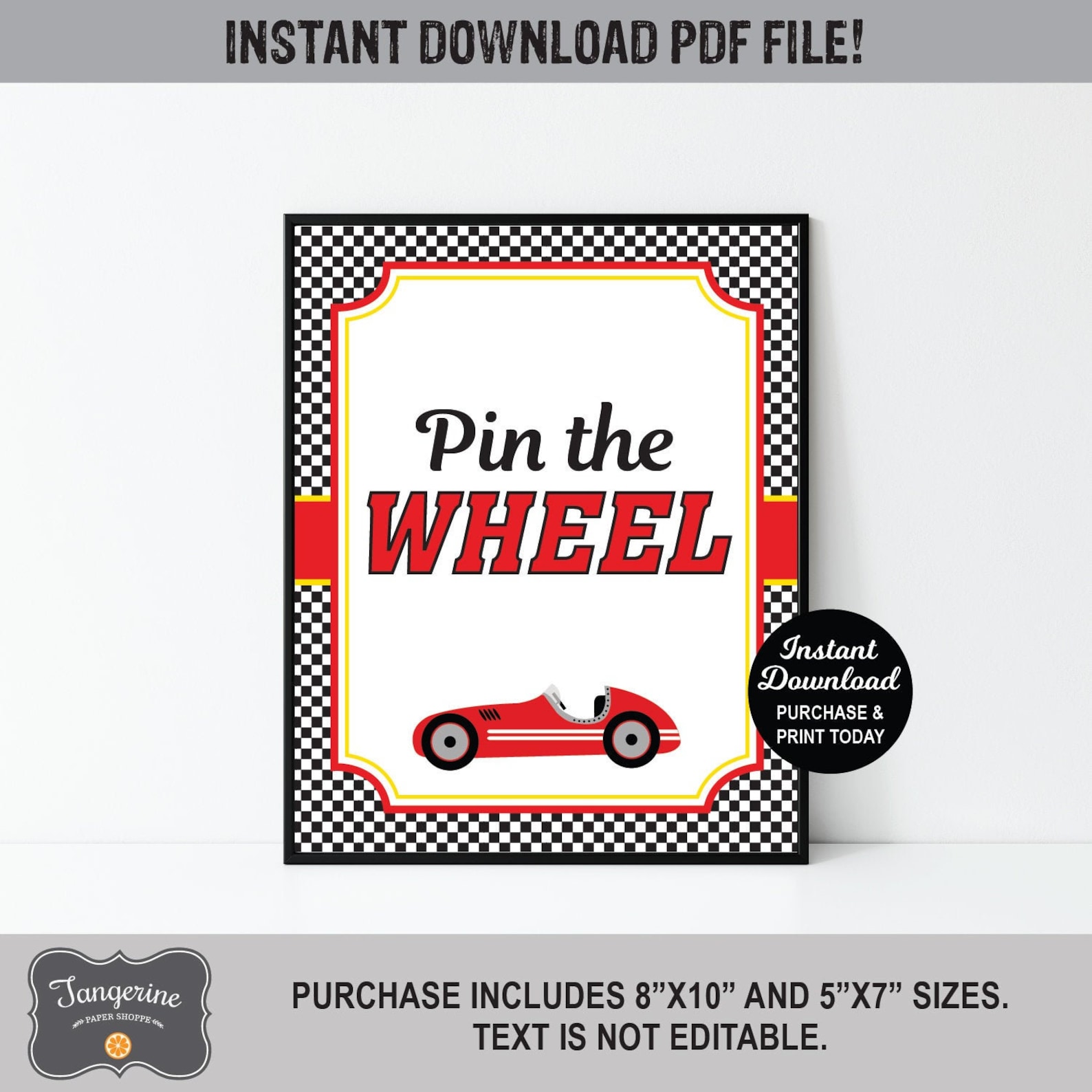 Pin the Wheel on the Car Game, Pin the Tire Game, Race Car Birthday ...