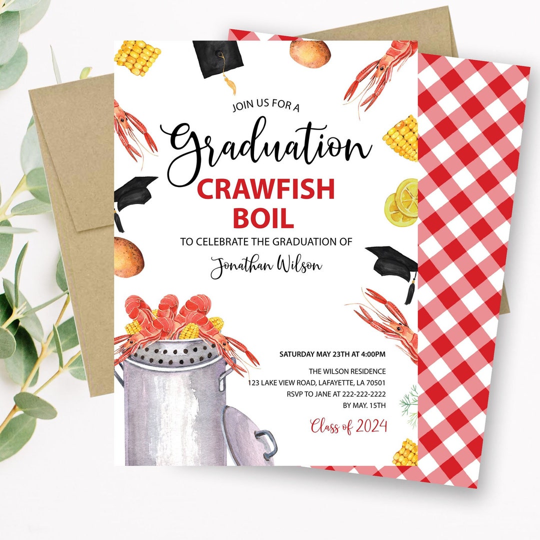 Editable Crawfish Boil Graduation Party Invitation, Class of 2024 ...