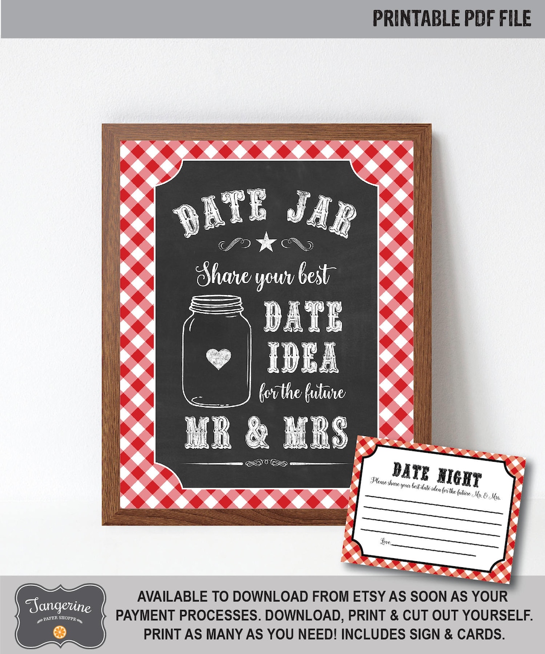 Date Night Jar Sign and Cards, I Do BBQ Games, Date Night Ideas ...