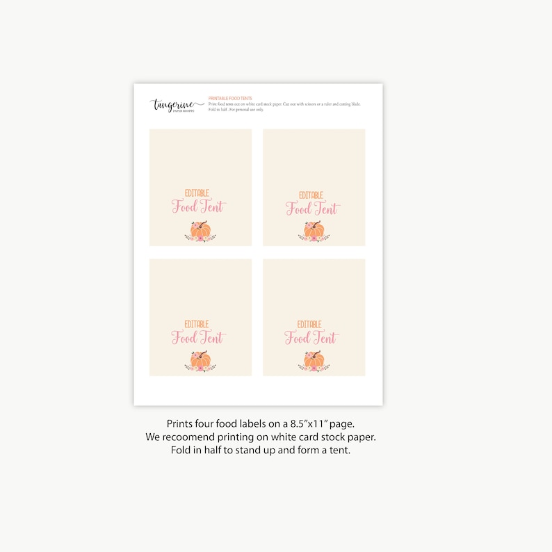 Pumpkin Food Labels, Food Tents, Printable Food Labels, Place Cards ...