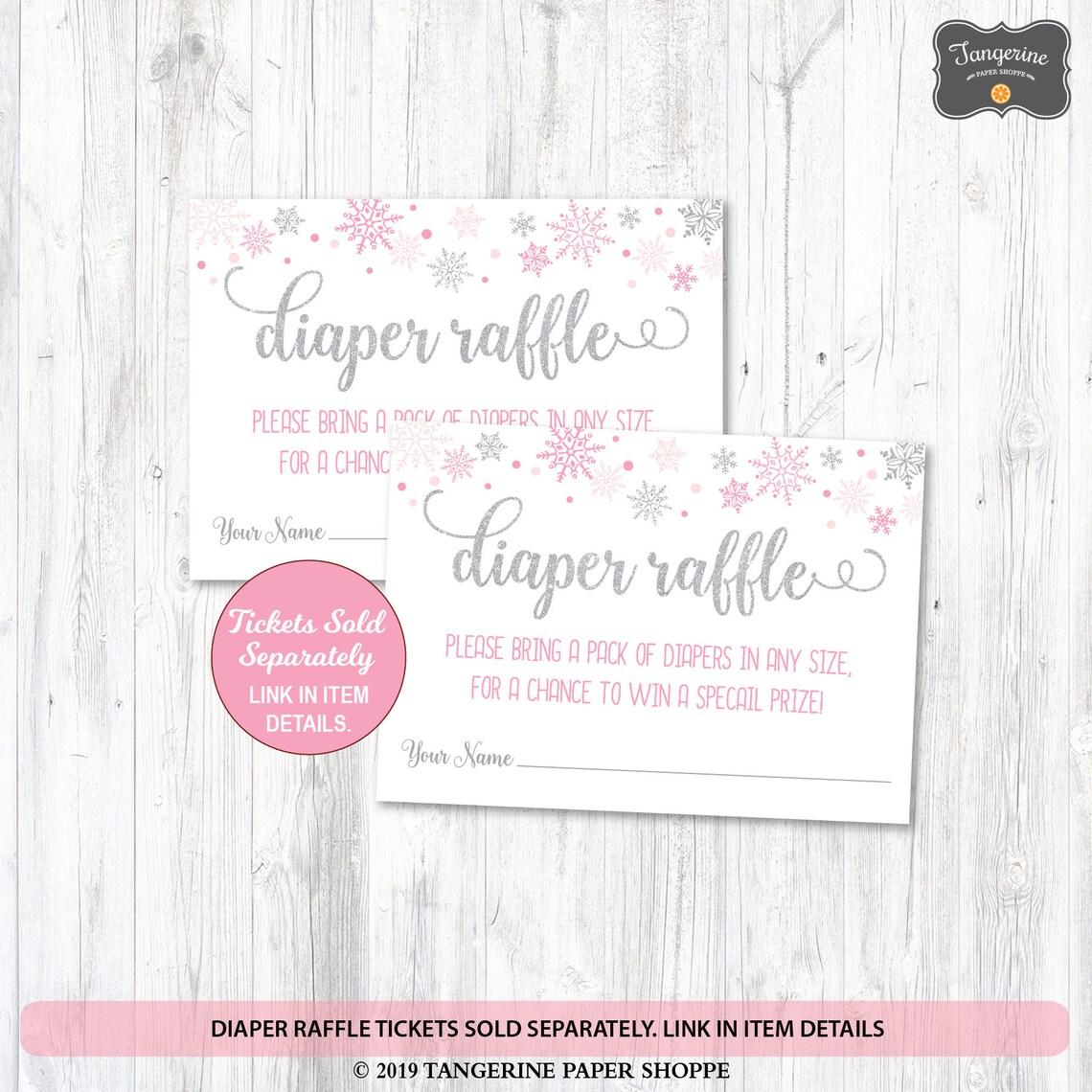 Winter Baby Shower Diaper Raffle Sign, Snowflake Diaper Raffle, Winter ...