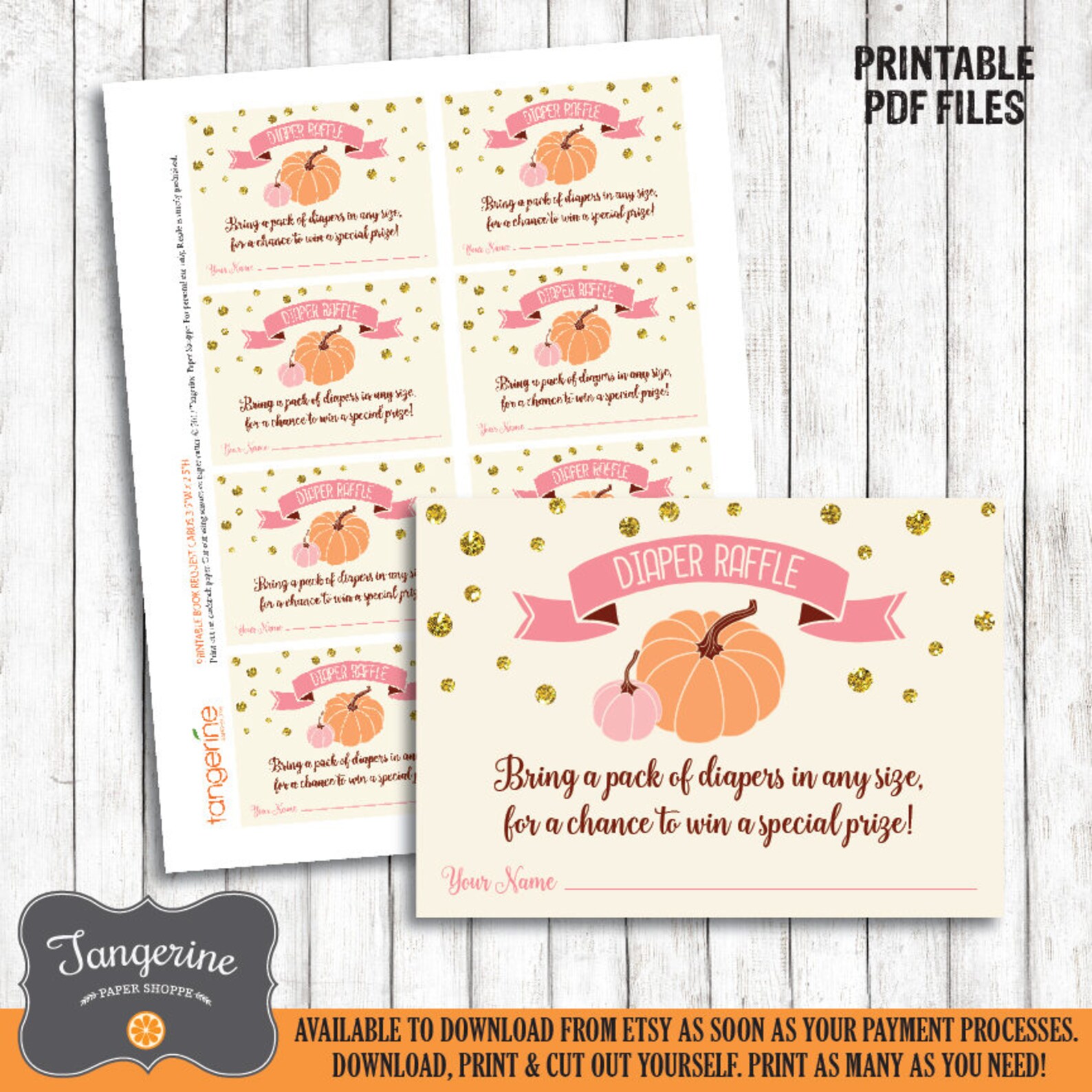 Little Pumpkin Diaper Raffle Ticket Fall Baby Shower Diaper - Etsy