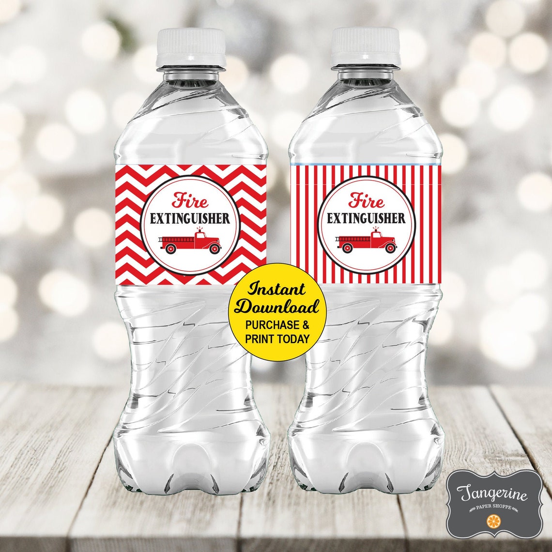 Fire Truck Water Bottle Labels, Fire Extinguisher Water Labels ...