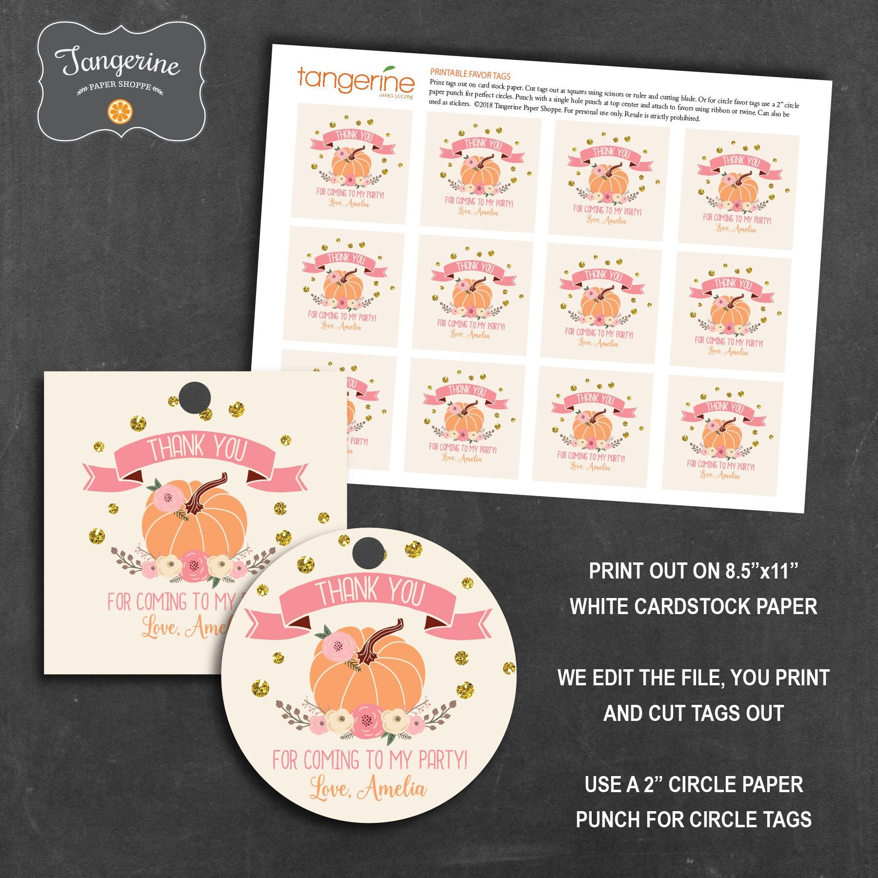 Pumpkin Favor Tags Pumpkin Thank You Tags Pumpkin First | Etsy