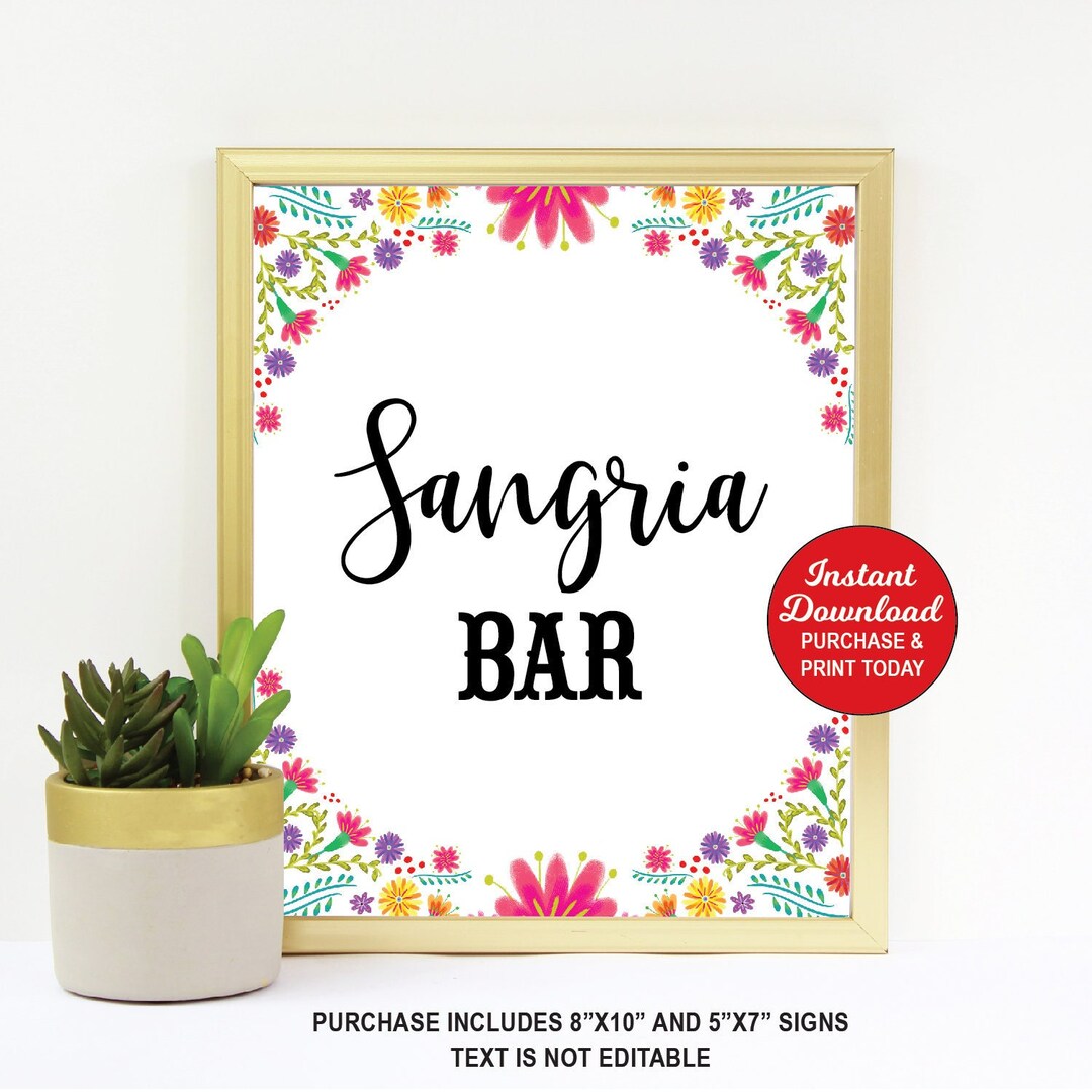 Fiesta Sangria Bar Sign, Fiesta Bridal Shower, Baby Shower Decor ...