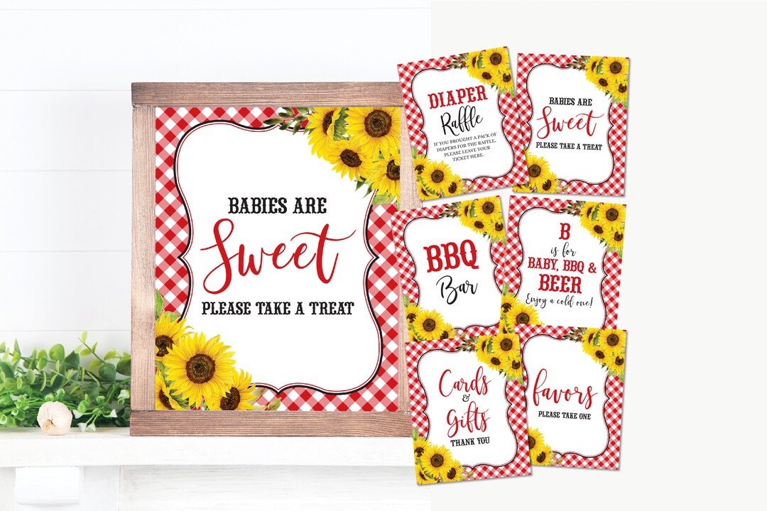 Baby Q Sign Package BBQ Baby Shower Signs Bundle Favor Sign BBQ Bar ...