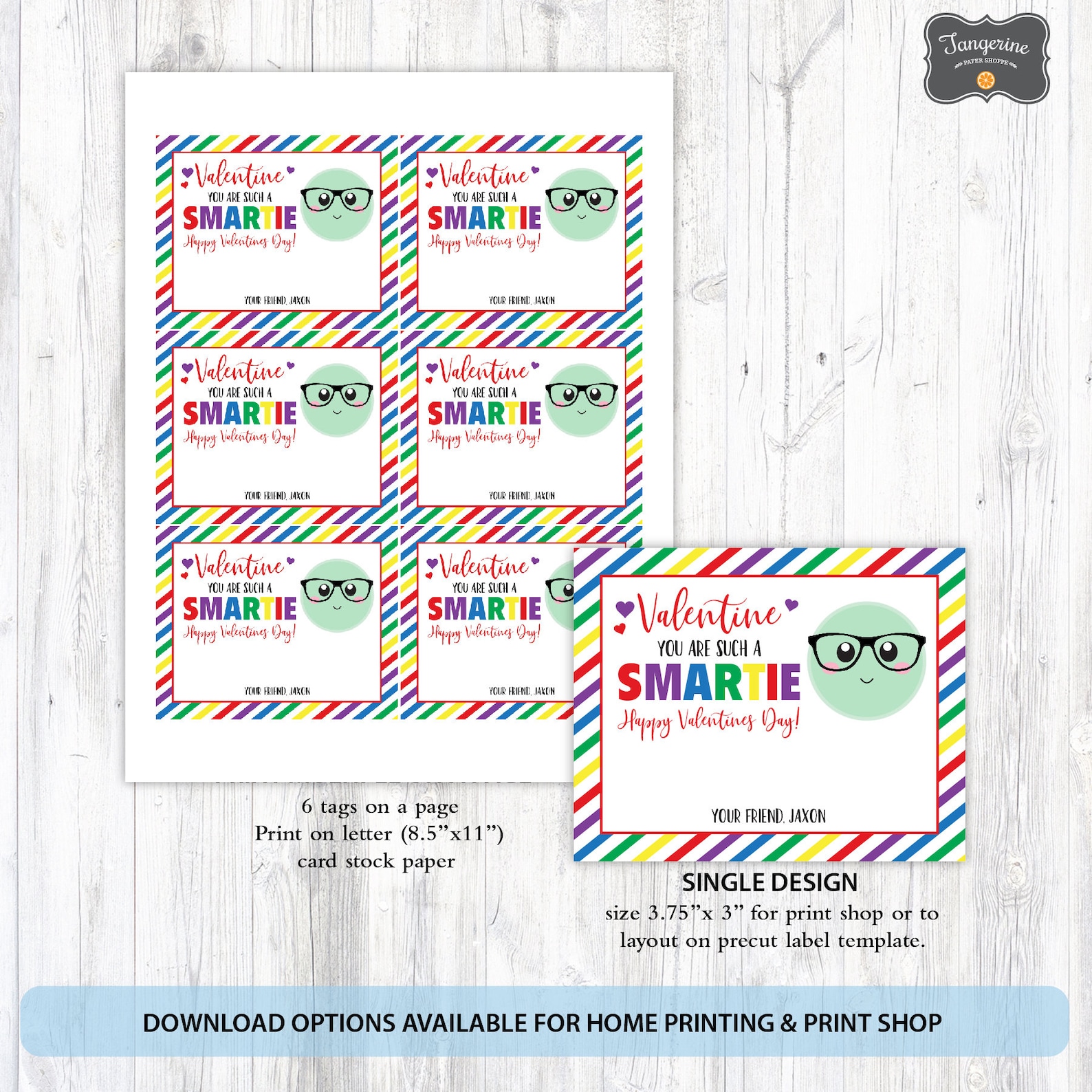 Smartie Valentines Day Tag Printable Kids Valentine Card - Etsy