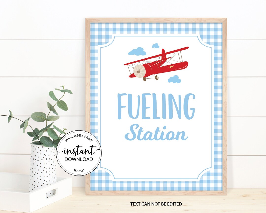 Airplane Fueling Station Sign, Airplane Birthday Drinks Sign, Airplane ...