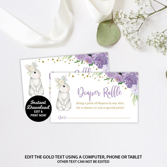 Bunny Diaper Raffle Tickets, Bunny Diaper Request Cards, Bunny Diaper ...