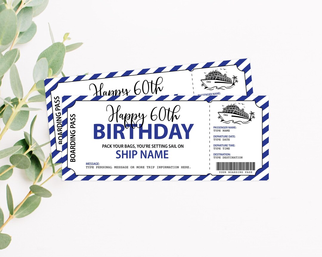 Editable Cruise Ticket, Cruise Ship Ticket Printable, Birthday Boarding ...