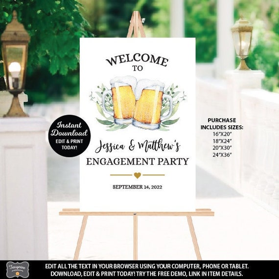 Brews Before I Do's Welcome Sign, Beer Engagement Party Sign, Beer ...