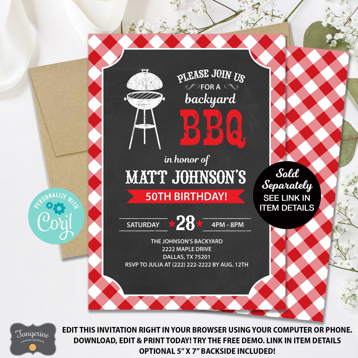 BBQ Birthday Centerpiece, Barbecue Centerpiece, BBQ Birthday Decoration ...