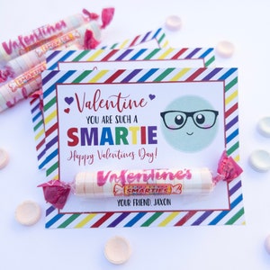 Smartie Valentines Day Tag Printable, Kids Valentine Card, School ...