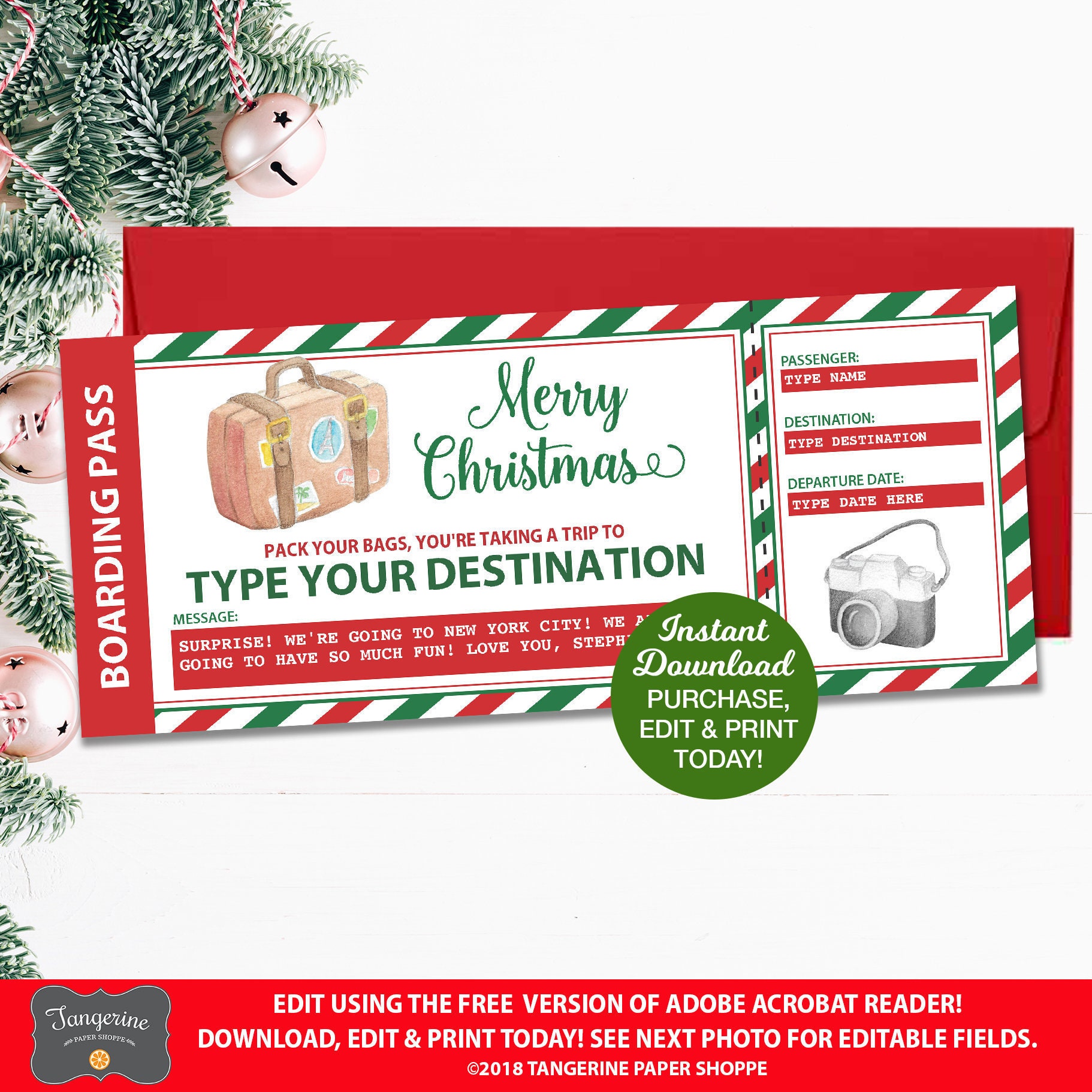 Christmas Surprise Vacation Ticket Weekend Getaway Trip - Etsy
