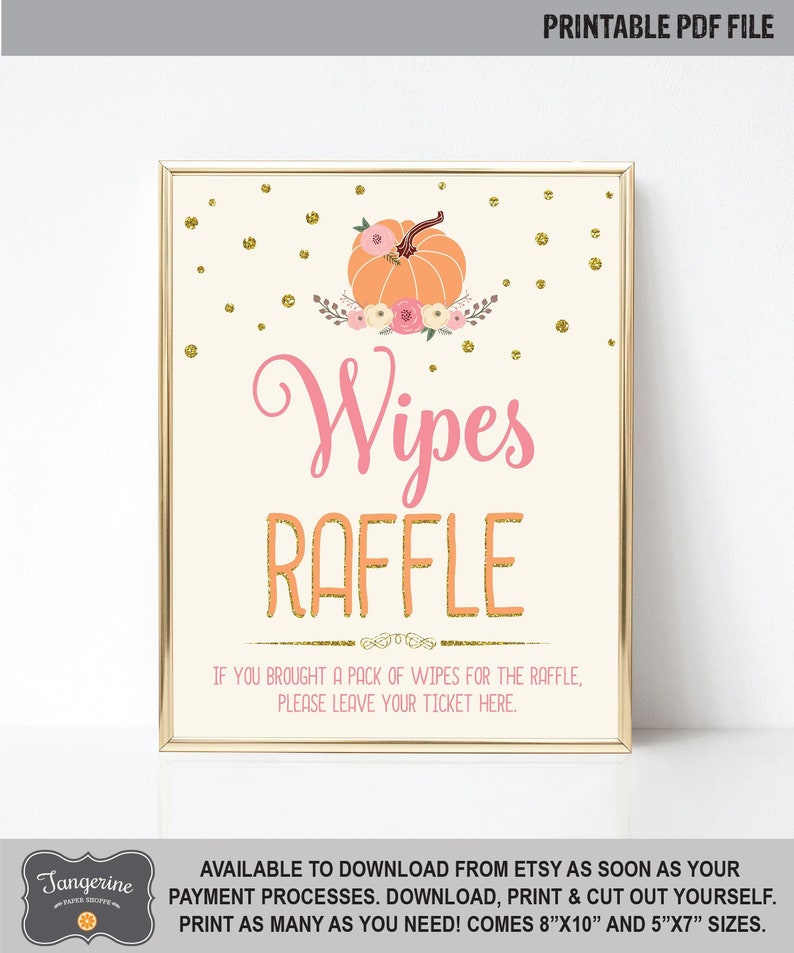 Pumpkin Wipes Raffle Sign Printable Pink and Gold Sign - Etsy