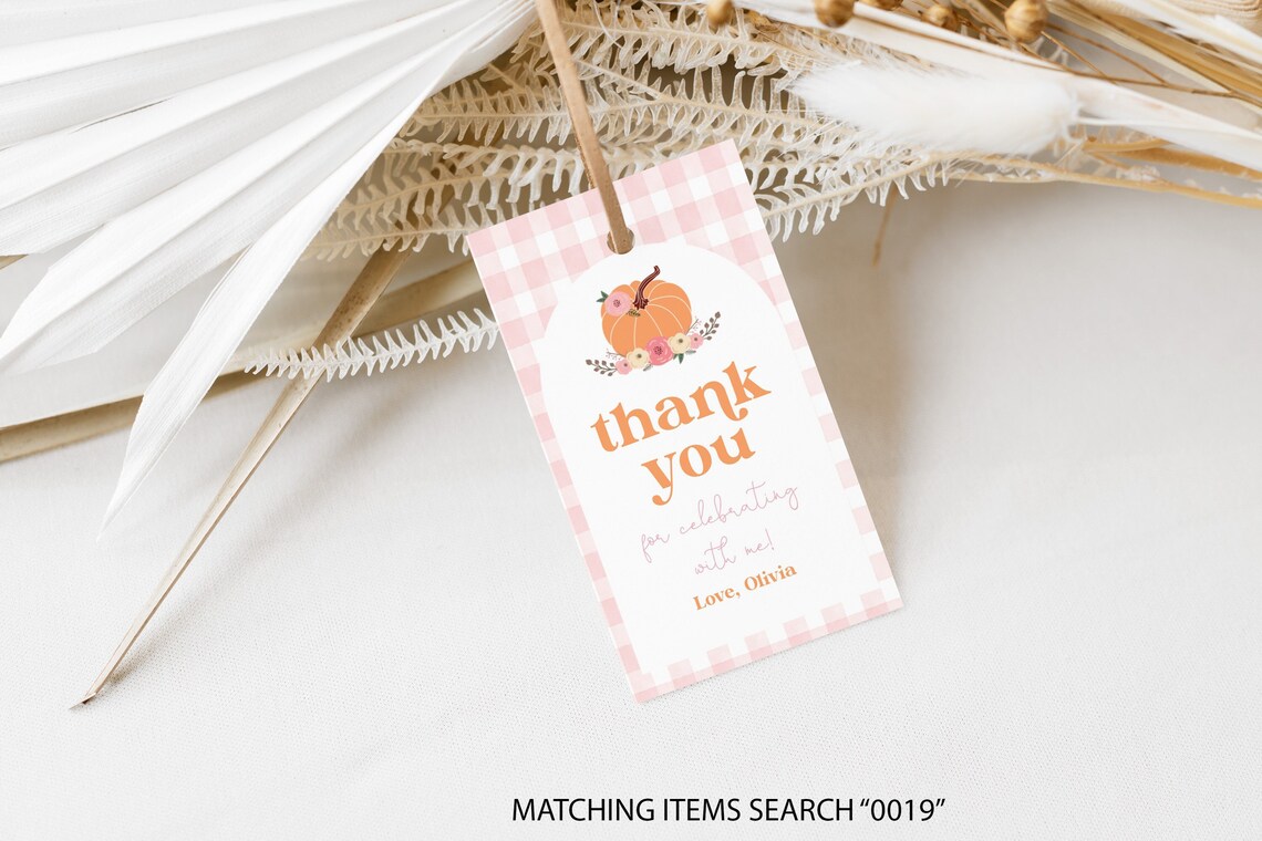 Editable Pumpkin Birthday Favor Tag, Autumn Fall Birthday Thank You Tag ...