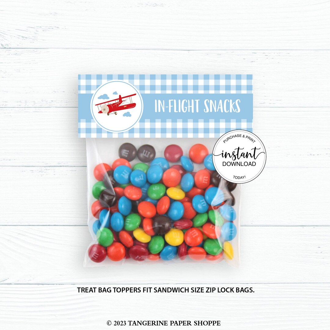 Airplane Inflight Snacks Label, Airplane Treat Bag Toppers, Airplane ...
