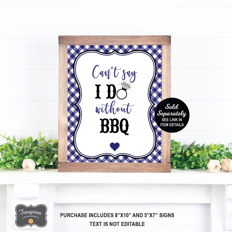 BBQ Bar Sign, I Do BBQ Printable Sign, Food Table Sign, Red Gingham ...