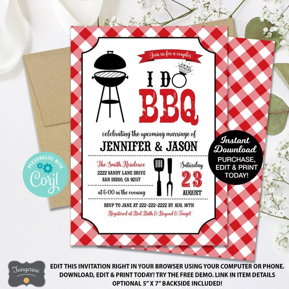 I Do BBQ Invitation, I Do BBQ Couples Invitation, Bbq Engagement, I Do ...