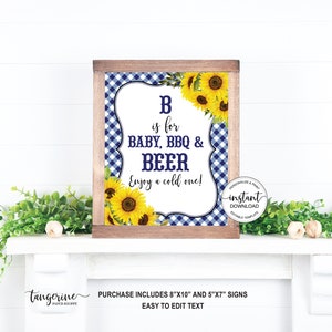 Baby Q Sign Bundle Navy Blue Baby Q Welcome Sign BBQ Baby Shower Sign ...