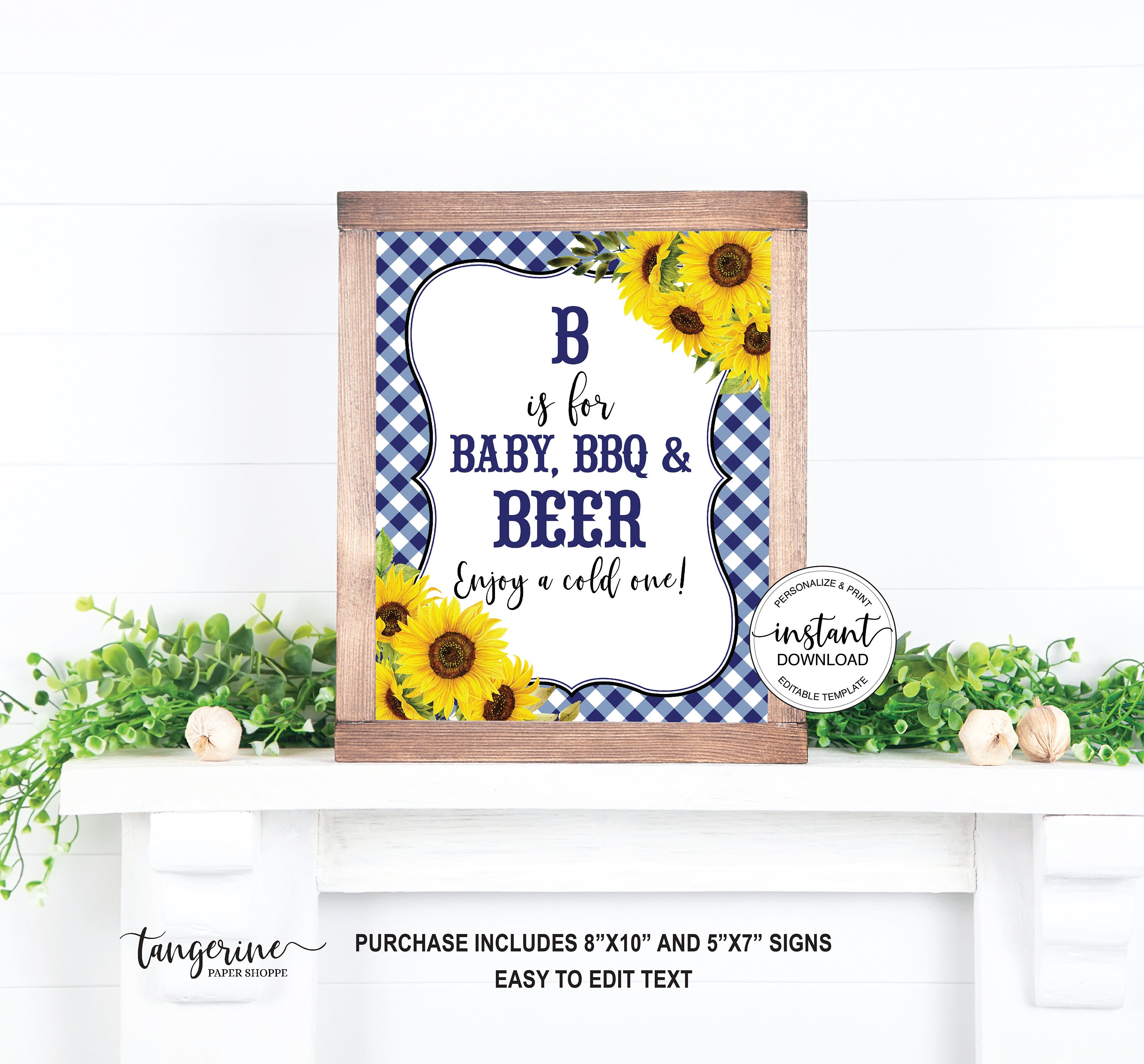 Baby Q Sign Bundle Navy Blue Baby Q Welcome Sign BBQ Baby Shower Sign ...