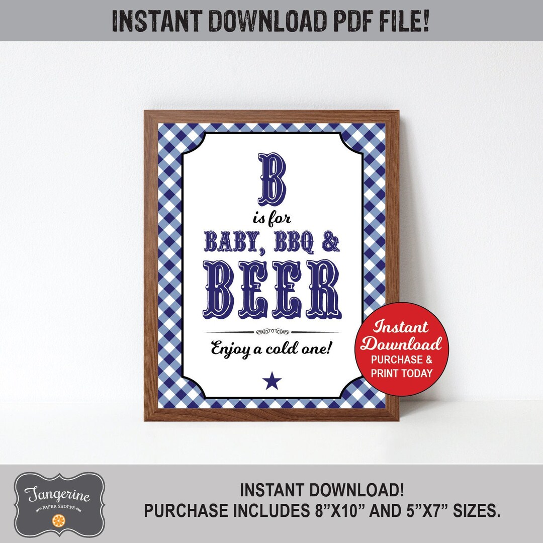 Baby Q Beer Sign Navy Blue, Beer Sign, Baby is Brewing Sign, BBQ Baby ...