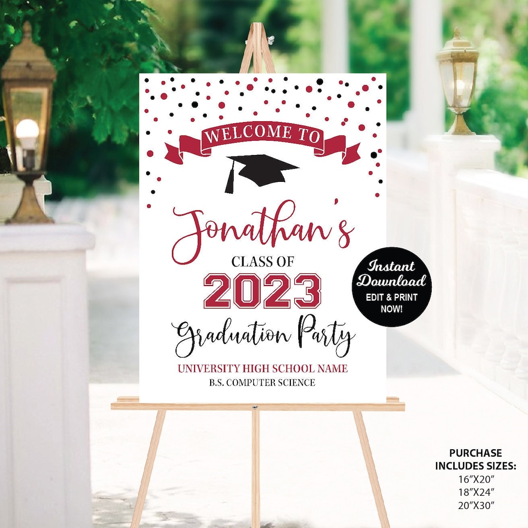 Graduation Party Welcome Sign Template, Editable Graduation Welcome ...