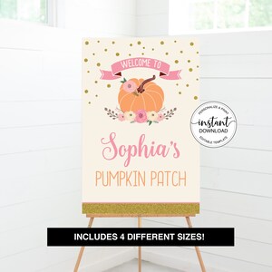 Pumpkin Birthday Welcome Sign, Pumpkin Patch Welcome Poster, Editable ...