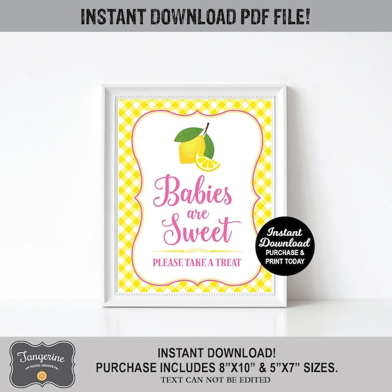 Lemonade Babies Are Sweet Sign, Dessert Table Sign, Pink Lemonade Baby ...