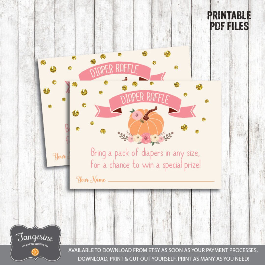 Little Pumpkin Diaper Raffle Ticket, Fall Baby Shower Diaper Raffle ...
