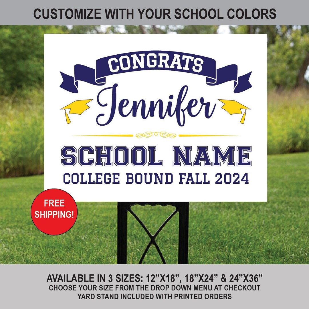 College Bound Sign, Graduation Yard Sign, Lawn Sign, Graduation ...
