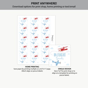 Airplane In-flight Snacks Tag, Printable Inflight Snacks Label Airplane ...