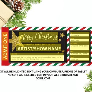 Christmas Concert Ticket Surprise Gift Voucher, Surprise Concert Show ...