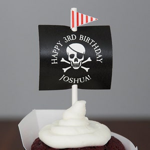 Pirate Party Decorations Cupcake Toppers With Flags - Black & White ...