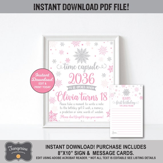 Birthday Time Capsule Winter Onederland Time Capsule First - Etsy