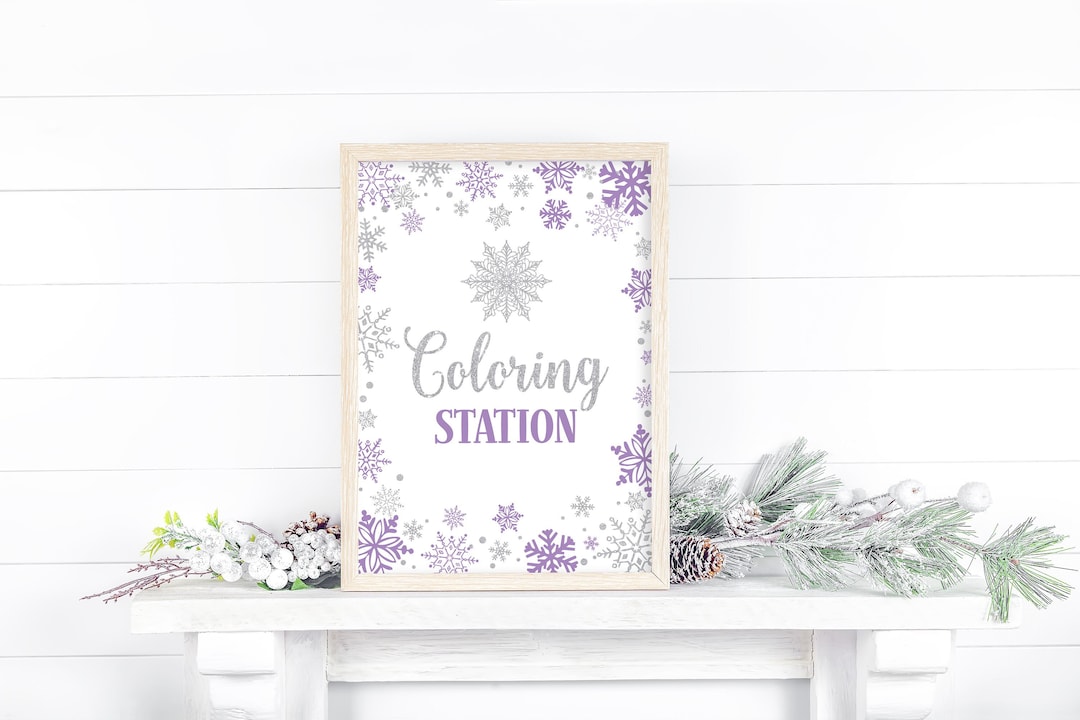 Winter Onederland Coloring Station Sign, Birthday Activity, Winter ...